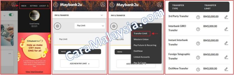 Cara Tukar Limit Transfer Maybank Online Kad Debit ATM