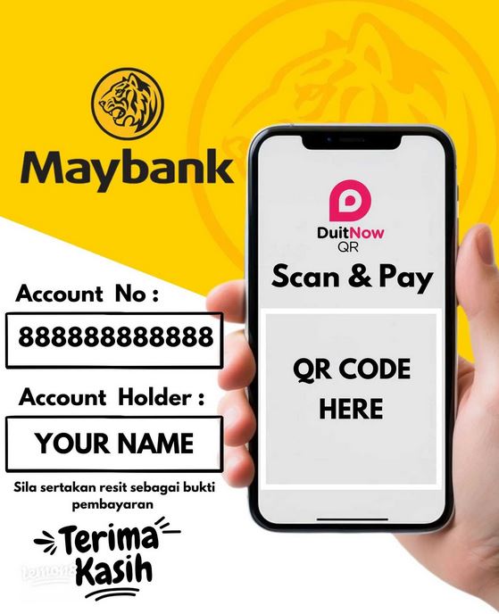 5 Template QR Code Maybank QRPay Siap Edit Percuma